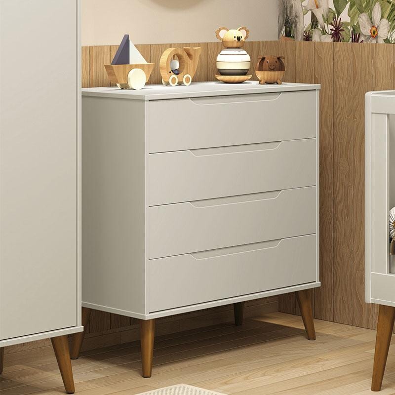 Cômoda Gaveteiro Retrô Elfe Areia Acetinado Amadeirado - Reller