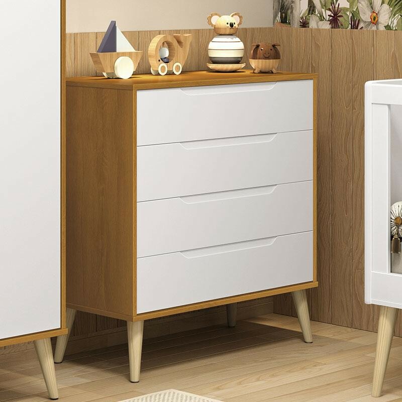 Cômoda Gaveteiro Retrô Elfe Branco Acetinado Savana Natural - Reller