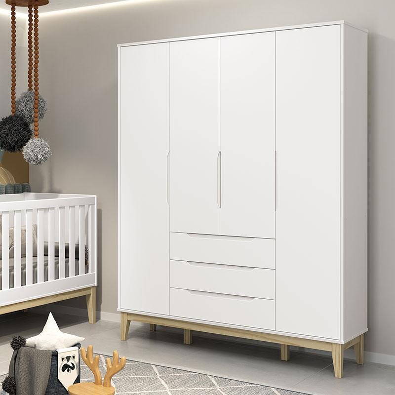 Guarda Roupa Infantil Classic Elfe Branco Acetinado Natural - Reller