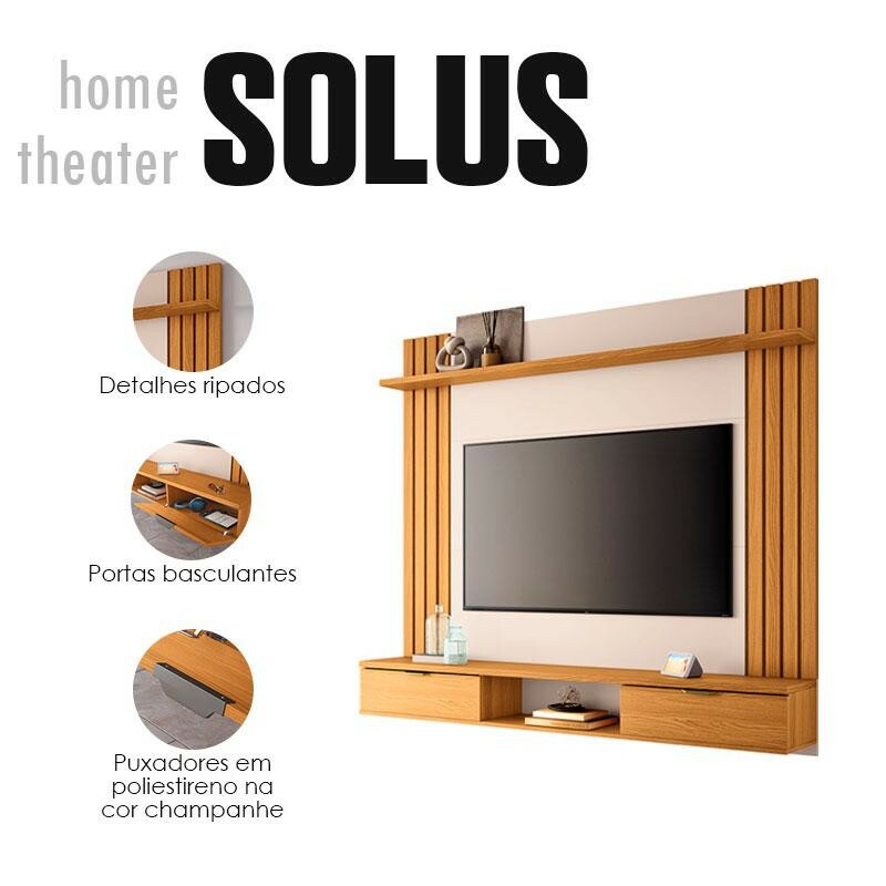 Painel para TV Home Suspenso Solus Cinamomo Off White – HB Móveis